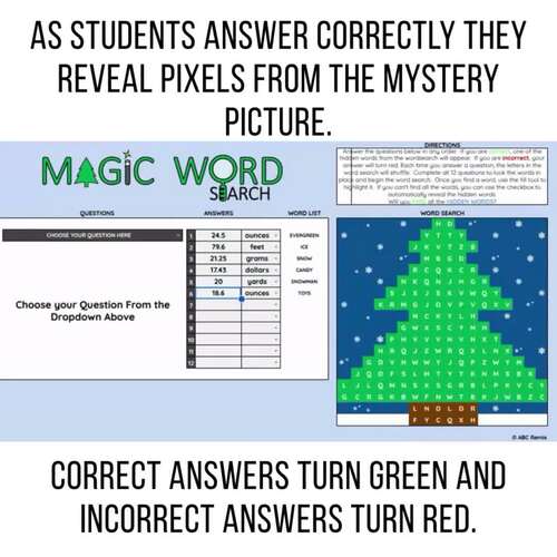 5th & 6th Grade Multiplying Decimals Winter Pixel Art Math Evergreen Tree