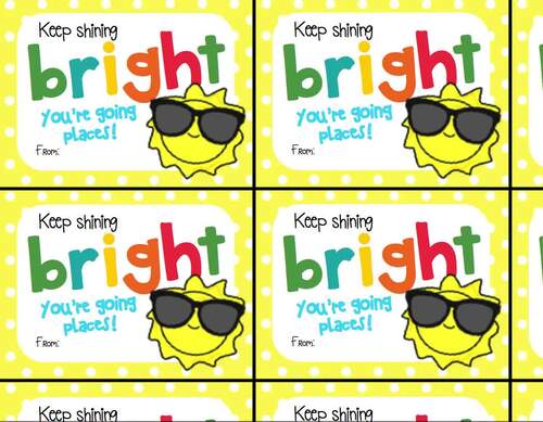 Sunshine-Themed End of Year Tag for Students- Keep shining bright! You ...