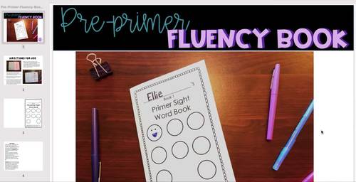 Pre-Primer Fluency Booklet for Progress Monitoring by Lovely In Lavender