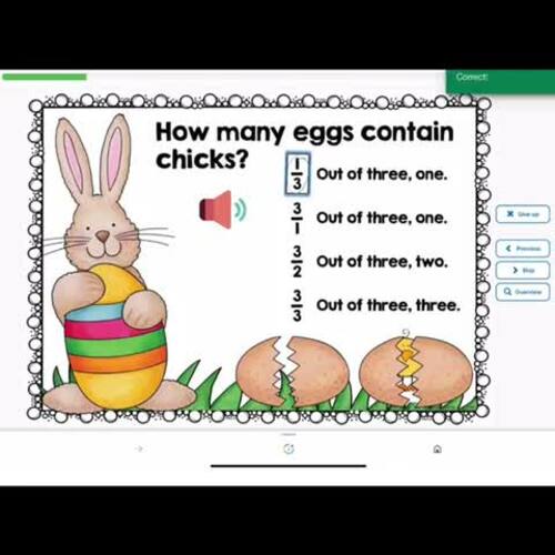 Fractions and 2D Shapes with Audio Options Easter Boom Cards Bundle