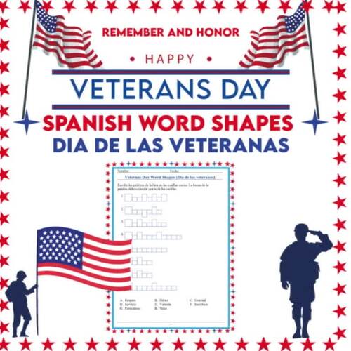 Spanish Veterans Day Sight Word Shape Puzzles (Dia de las veteranas)