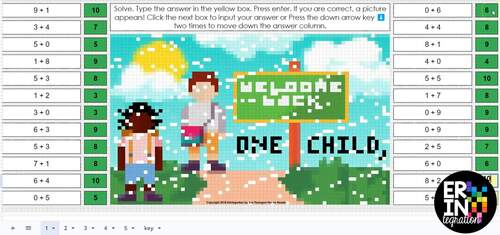 Beginning of the Year Math Pixel Art Addition and Subtraction Fact Practice