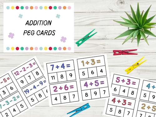 Addition Peg Cards by Teach Resourcefully | TPT