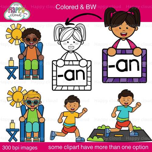 CVC Short Vowel A Clip Art - AN Words by Happy cloud studio-Nada-B