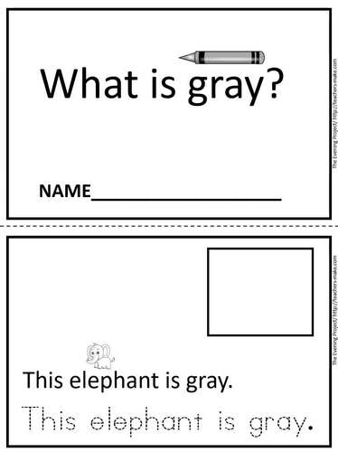 COLOR GRAY Emergent reader & coloring activity for Special Educ, Pre K & K
