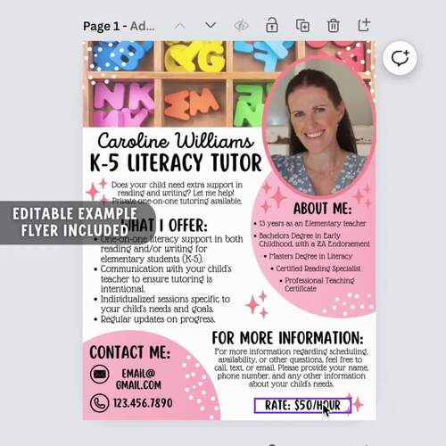 Editable Tutoring Flyer | Summer Tutor Flyer | Instant Download ...
