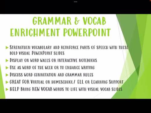 ELA PowerPoint Lesson for ELL & Learning Support-Grammar, Vocab ...