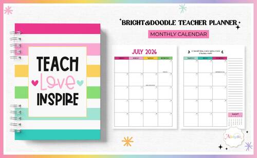 Printable Teacher Planner 2026-2027 | Teacher Binder | Colorful Teacher ...