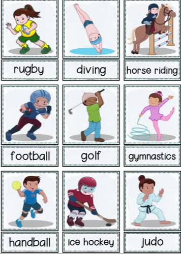 SPORTS - Picture + Word Cards (ESL/EFL) by My Teaching Factory | TpT