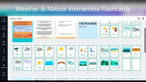 VIETNAMESE WEATHER FLASH CARD | WEATHER vietnamese flashcards nature