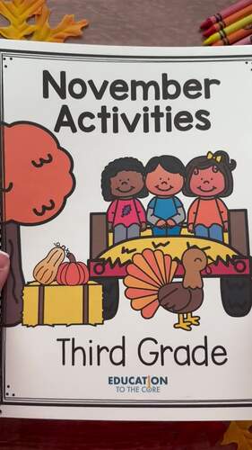 November No Prep Math and Literacy for 3rd Grade - Thanksgiving Writing