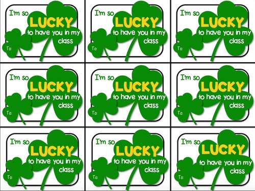 "I'm So Lucky To Have You In My Class" St. Patrick's Gift Tag and HW Pass