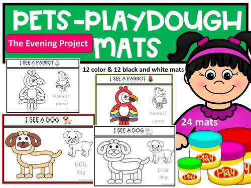 Pets playdough mats for Special Education and K+ Black & white version ...