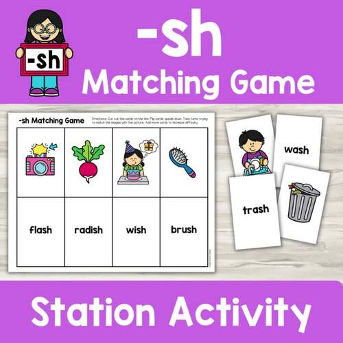 -sh digraph Phonics Matching Game Center Station 1st 2nd Grade Activity ...