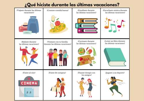 Spanish Visual CI Handout: ¿Qué hiciste durante las últimas vacaciones?