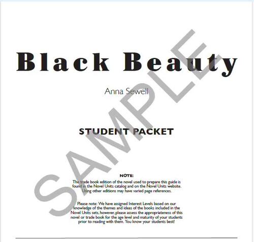 Black Beauty Novel Units® Student Packet Novel Study | TPT
