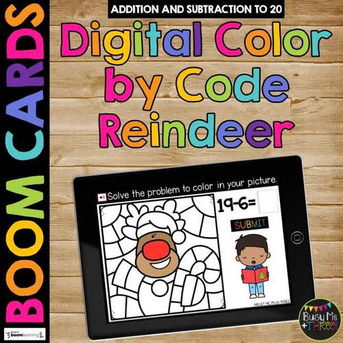 Christmas REINDEER Boom Cards™ Digital Color by Code Distance Learning ...