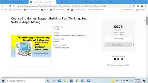 LAPTOP Counseling Games: Rapport, Pos. Thinking, Soc. Skills, & Anger ...
