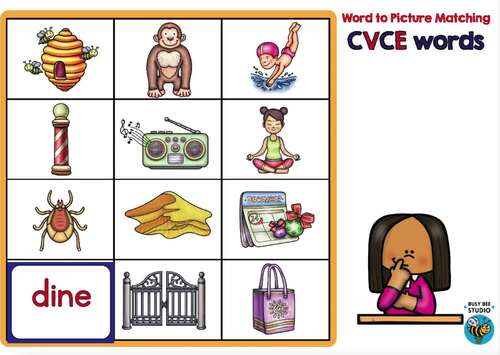 CVCE Words Boom Cards Word to Picture Matching Game by Busy Bee Studio