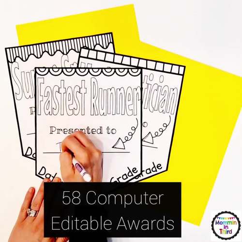 End of the Year EDITABLE Awards l Colorful and Black and White Certificates