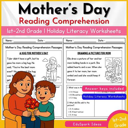 1st-2nd Grade Mother's Day Reading Comprehension Passages by EduSpark Ideas