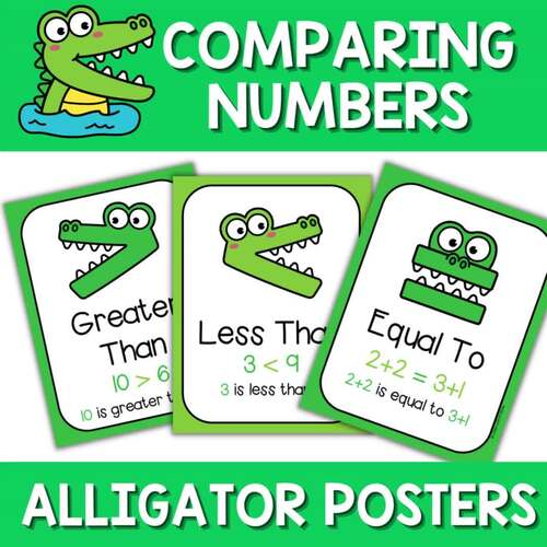 Comparing Numbers Alligator Posters | Greater Than Less Than Equal To ...