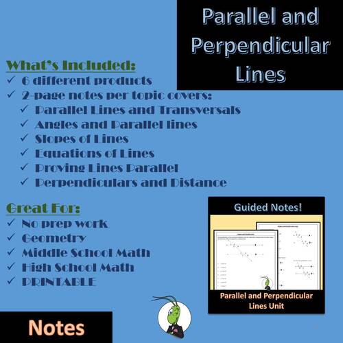 Parallel and Perpendicular Lines Guided Notes for Geometry Unit 3