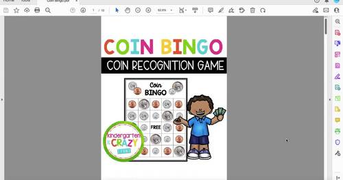 Coin Bingo Game by Kindergarten Is Crazy | TPT
