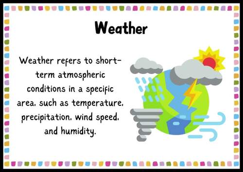 Weather and Climate Science Fact Cards K 1st 2nd Grades | Geography