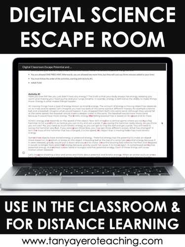 Science Digital Escape Room Potential and Kinetic Energy | TPT