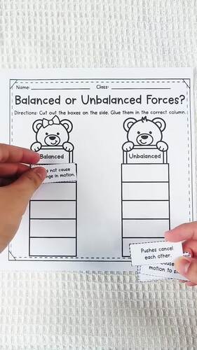 Balanced and Unbalanced Forces – Cut and Paste Sorting Activity | TPT
