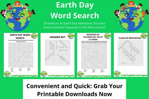 Earth Day Word Search: For K-2nd grade (Available in English & Spanish).