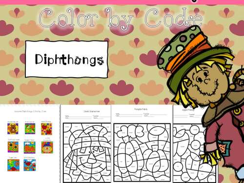 Autumn Fall 100 Diphthongs Color by Code No Prep by The Tools to Teach LLC
