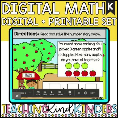 Kindergarten Word Problems | Number Stories Digital + Printable ...