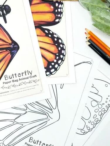 Butterfly | Paper Bag Puppet | Printable Craft | Butterflies | TPT