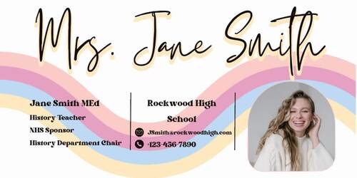 Customizable Canva Retro Photo Animated Teacher Email Signature Template