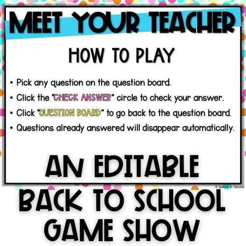 Meet the Teacher Back to School Activity | Editable Digital Game