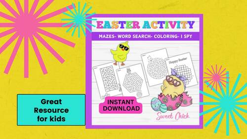 Easter Activity Packet- Easter Coloring- Easter Mazes- Easter Word Search