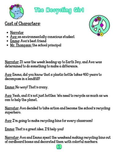 Earth Day Reader's Theater Recycle Grade 2-6 Fluency Spring ...