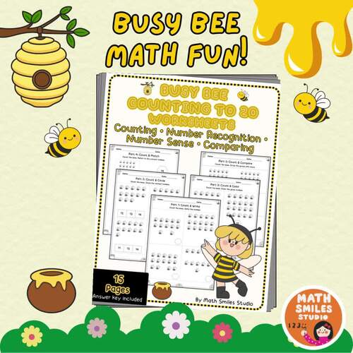 Busy Bee Counting to 20 Worksheets | Numbers 1–20 | Kindergarten