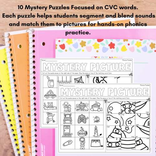 Phonics Puzzles CVC Words Mystery Picture Puzzles by I Love 1st Grade
