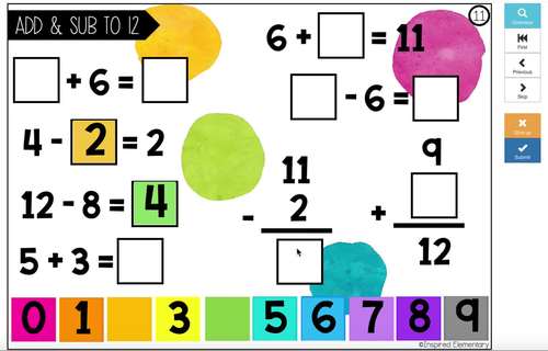 Digital Math Tiles: Addition & Subtraction to 12 Boom Cards™ | TPT