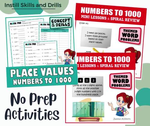Numbers to 1000 Place Values Scaffolded Practice and Review Worksheets ...