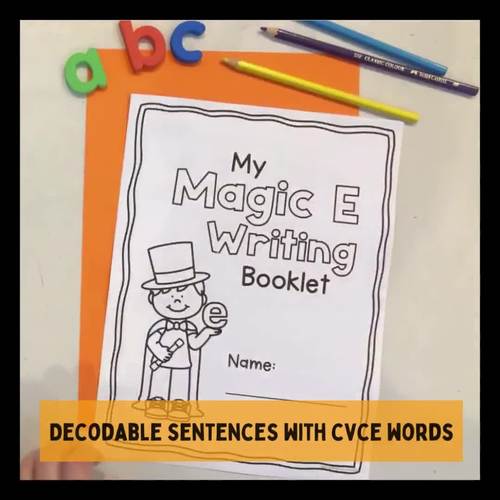 Decodable Sentence Writing Booklet | Read, Draw, Trace, Write | Magic E ...