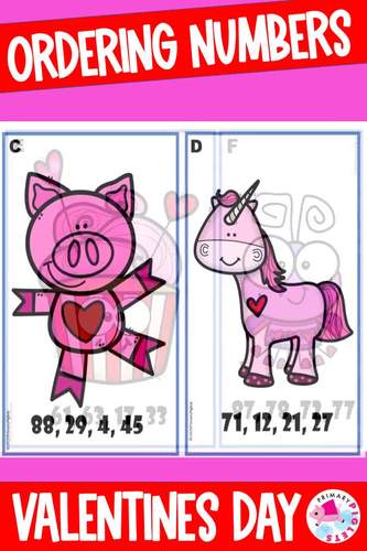 Valentine's Day Math Center Ordering Numbers by Primary Piglets | TpT