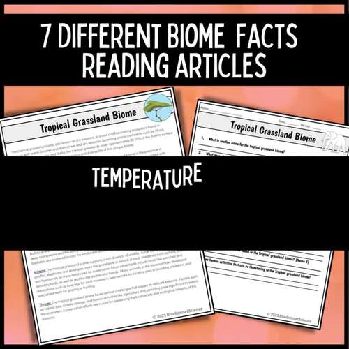 Biomes Reading Passage Comprehension Questions Bundle by Bluebonnet Science