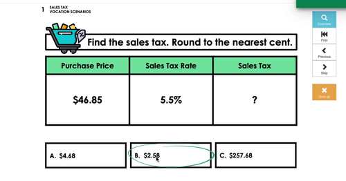 Sales Tax Vocation Scenarios | BOOM Cards™ by Charley's Classroom