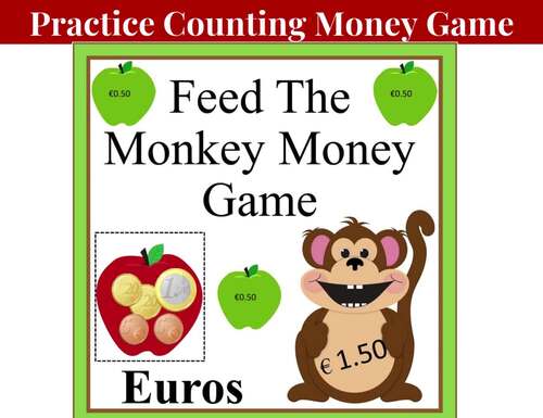 Euros Feed the Monkey Money Game by Great Kids Activities | TPT