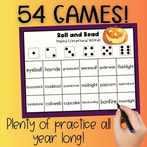 Year Long Holiday Roll & Reads Multisyllabic Words Sentences 54 Digital ...
