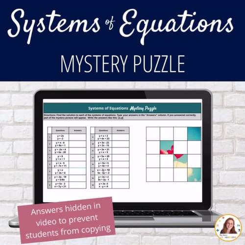 Systems of Equations with Substitution Self-Checking Activity | TPT